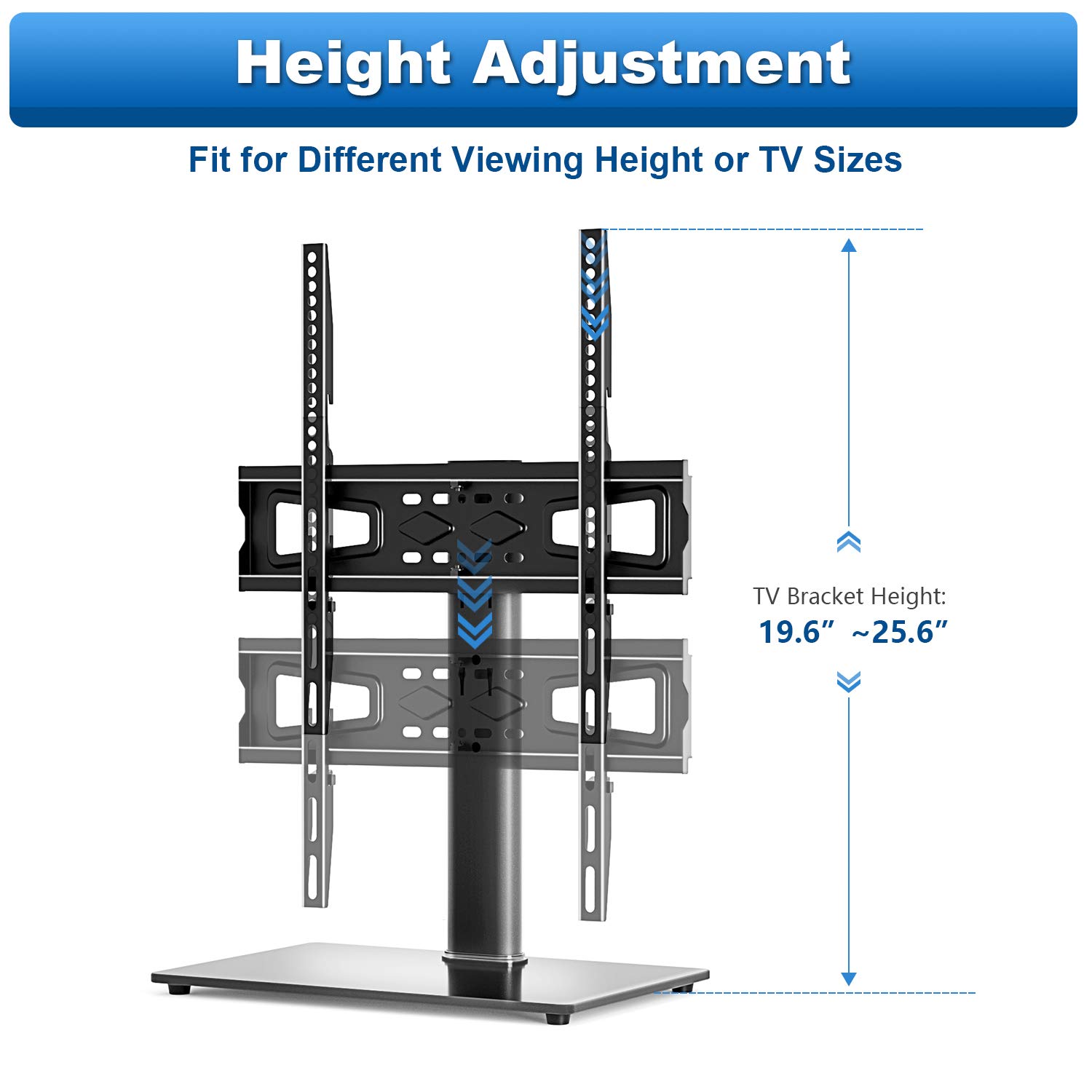 Universal Swivel TV Stand/Base Table Top TV Stand for 27 to 55 inch LCD LED TVs -Height Adjustable TV Base Stand TV Mount Stand with Tempered Glass Base & Wire Management,VESA 400x400mm