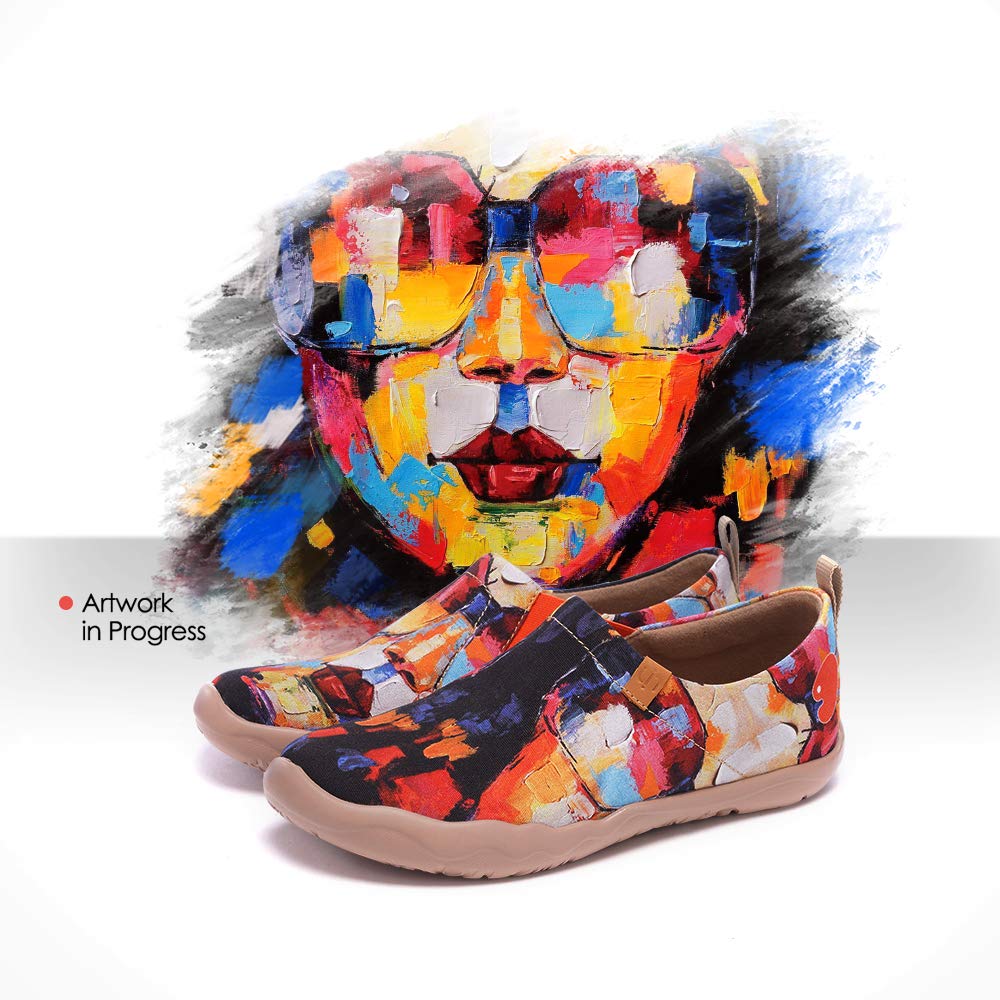 UIN Women's Slip Ons Canvas Lightweight Flats Sneakers Walking Casual Loafers Comfortable Art Painted Travel Shoes Artwork in Progress (10)