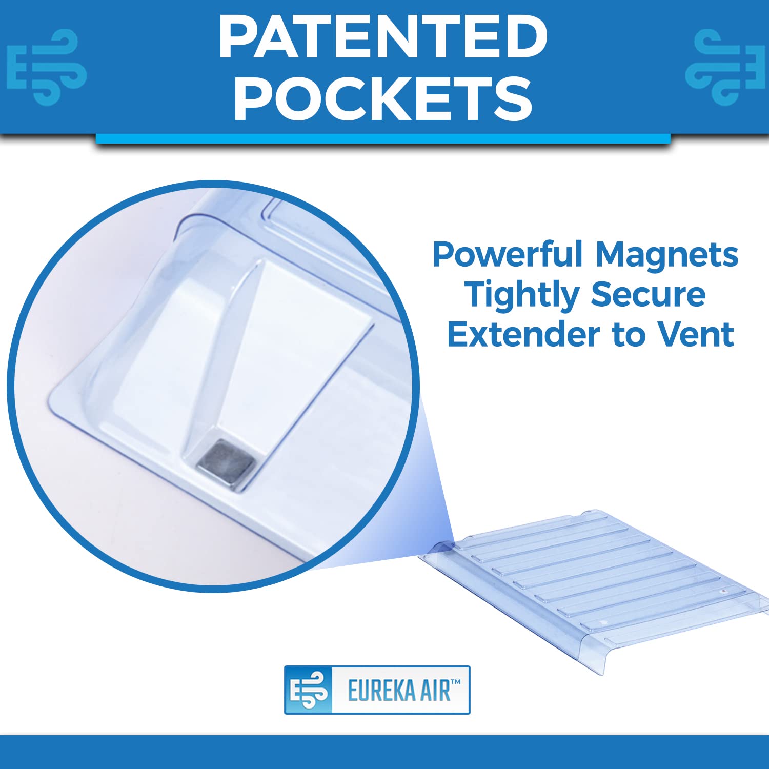 Eureka Air Under Furniture Magnetic Vent Extender, 1.0mm Thick Premium Material, Fits Floor Registers 10" and 12" Wide, Adjusts from 17" to 33" Long