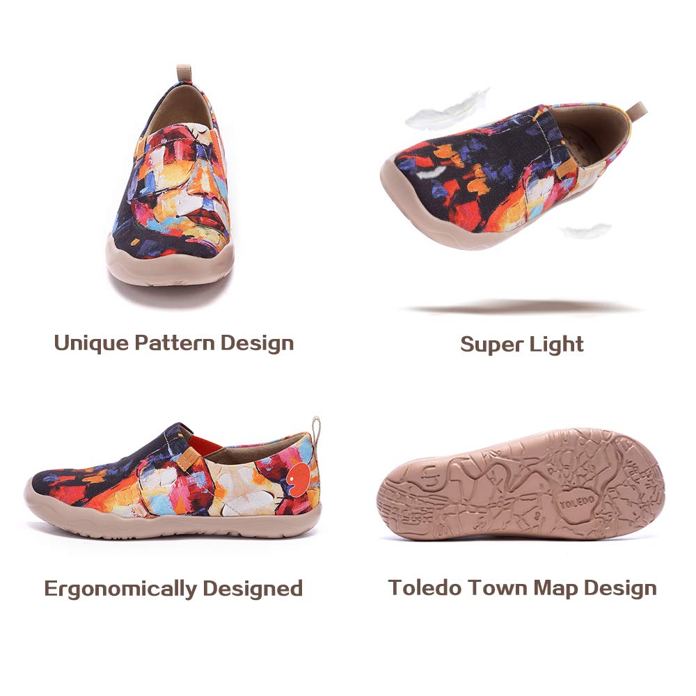 UIN Women's Slip Ons Canvas Lightweight Flats Sneakers Walking Casual Loafers Comfortable Art Painted Travel Shoes Artwork in Progress (10)