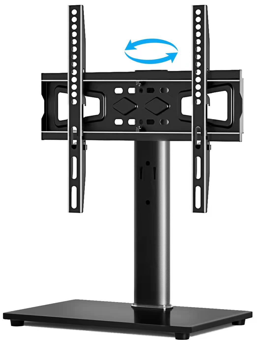 Universal Swivel TV Stand/Base Table Top TV Stand for 27 to 55 inch LCD LED TVs -Height Adjustable TV Base Stand TV Mount Stand with Tempered Glass Base & Wire Management,VESA 400x400mm