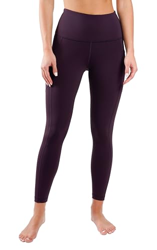 90 Degree By Reflex Power Flex Yoga Pants - High Waist Squat Proof Ankle Leggings with Pockets for Women - Fig Sugar - XS