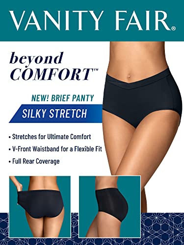 Vanity Fair Women's Beyond Comfort Brief Panties, Silky Stretch-Black, 9
