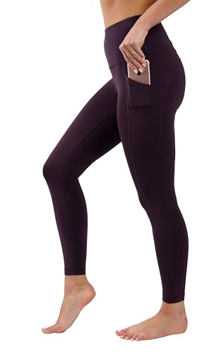 90 Degree By Reflex Power Flex Yoga Pants - High Waist Squat Proof Ankle Leggings with Pockets for Women - Fig Sugar - XS