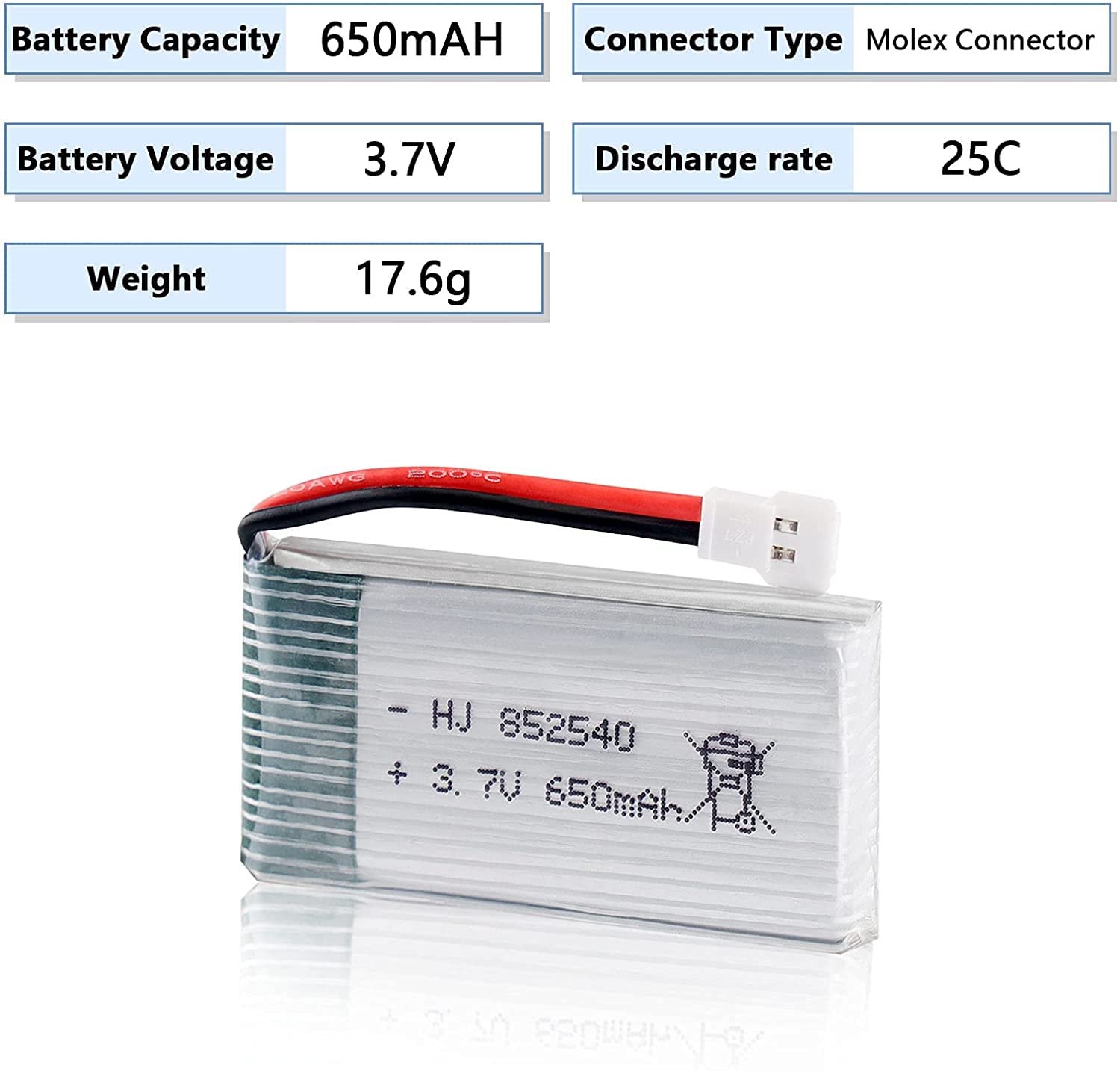 FPVERA 2PCS Drone Batteries 3.7V Lipo Battery USB Charger and 650mAh Lipo Battery with Battery Charger for SYMA X5 Serial UAV Drone Quadcopter Rechargeable Battery