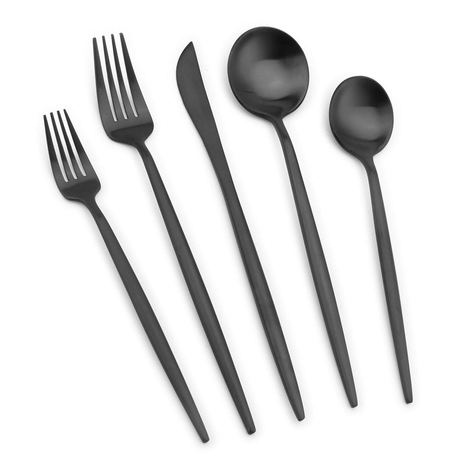 Matte Black Silverware Set, Vanys 20 Piece Stainless Steel Cutlery Flatware Set, Kitchen Utensil Sets for 4, Tableware With Knife Spoons And Forks Set, Satin Finished Polished