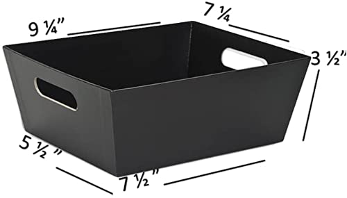 Gift Basket Making Kit, Do It Yourself, DIY Build Your Own Gift Basket, Matching Supplies, Market Tray. Cello Bag, Shredded Crinkle Paper, Ribbon Pull Bow (BLACK AND GOLD, SMALL)