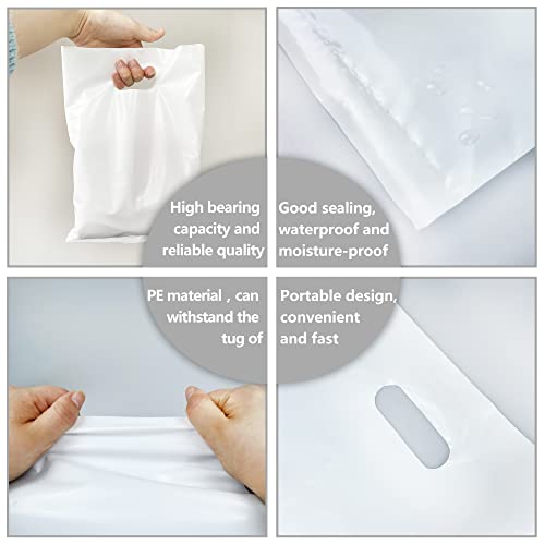 UiiWout 54PCS White Plastic Merchandise Bag with Die Cut Handle Birthday Party Favor Gifts Trade Show Shopping Candy Bag