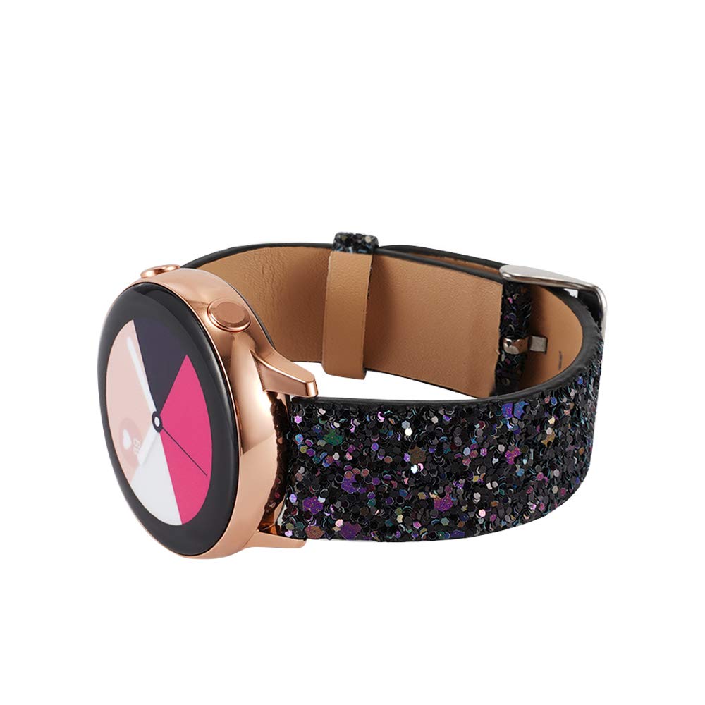Bling Bands Compatible with Samsung Galaxy Watch 7 6 5 4 Band 40mm 44mm/ Galaxy Watch 6 4 Classic Band 43mm 47mm 46mm 42mm/Watch 5 pro 45mm/Active 2 Band, 20mm Bling Glitter Leather Band