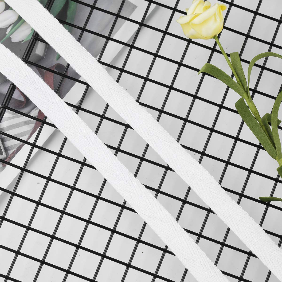 Abbaoww 50 Yards Cotton Twill Tape Ribbon 1/2 Inch, Soft Natural Webbing Tape Herringbone Tape for Sewing DIY Craft, White