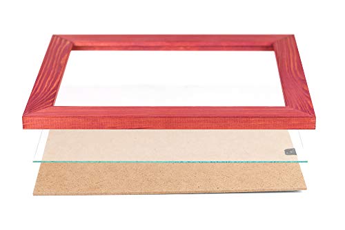 Rustic Wooden Picture Frame 11x14 Inch- 100% Natural Solid Eco Distressed Wood for Wall Mounting Photo Frame - Red