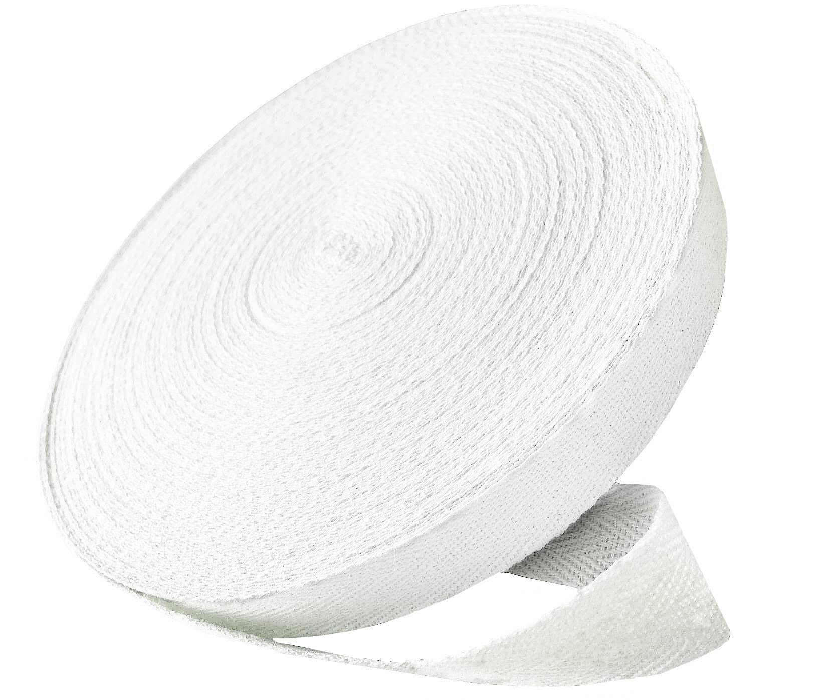 Abbaoww 50 Yards Cotton Twill Tape Ribbon 1/2 Inch, Soft Natural Webbing Tape Herringbone Tape for Sewing DIY Craft, White