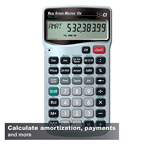 Calculated Industries 3405 Real Estate Master IIIx Residential Real Estate Finance Calculator | Clearly-Labeled Function Keys | Simplest Operation | Solves Payments, Amortizations, ARMs, Combos, More