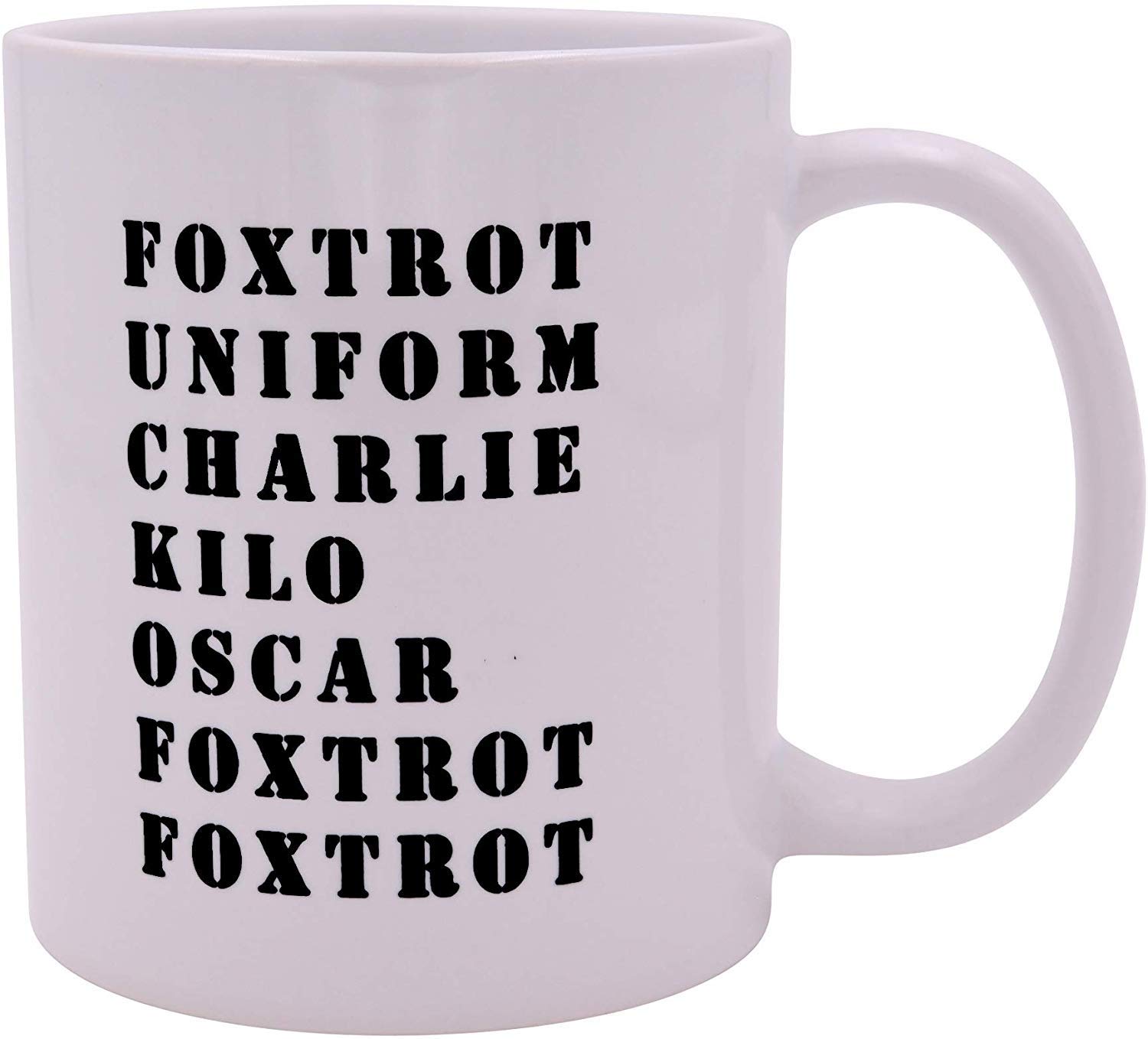 Rogue River Tactical Funny Coffee Mug Military Alphabet Novelty Cup Great Gift Idea For Military Veteran