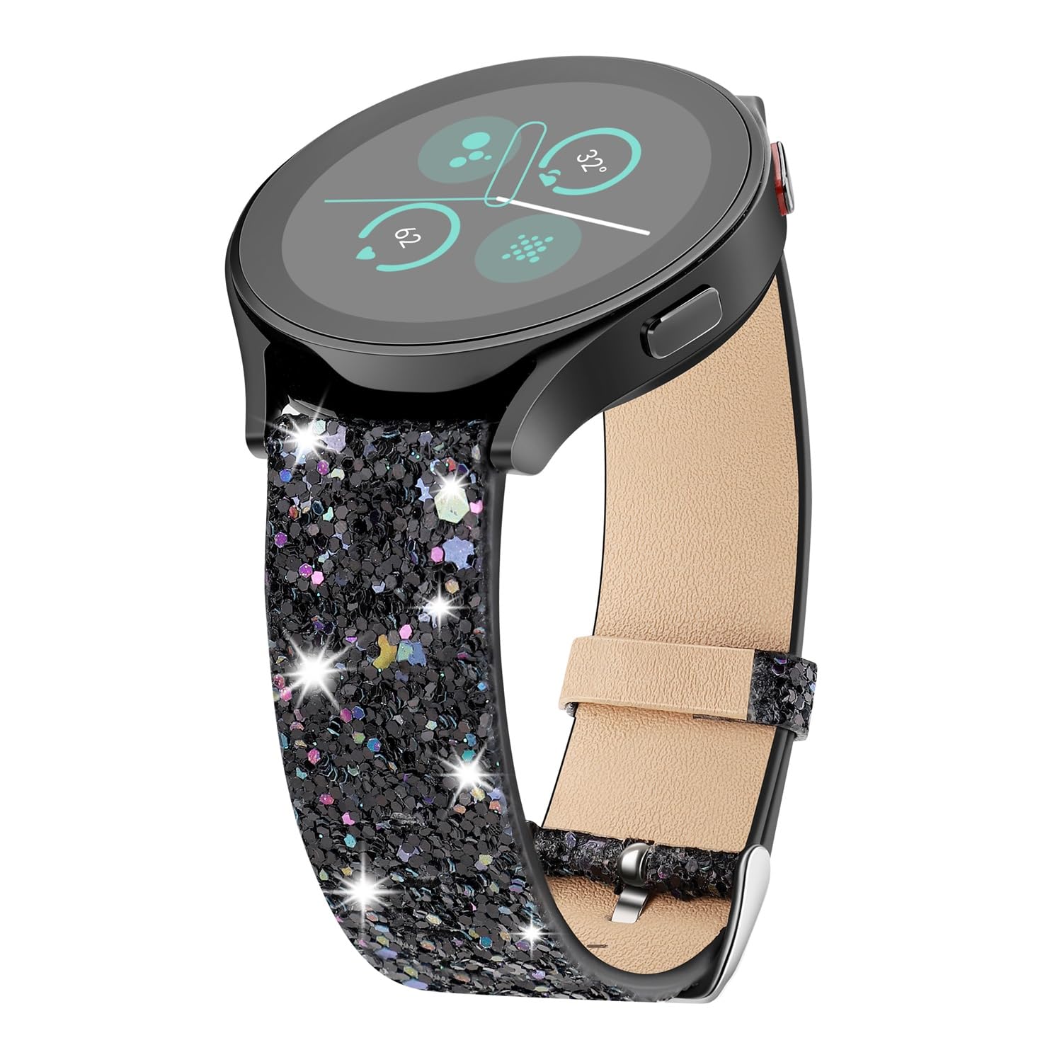 Bling Bands Compatible with Samsung Galaxy Watch 7 6 5 4 Band 40mm 44mm/ Galaxy Watch 6 4 Classic Band 43mm 47mm 46mm 42mm/Watch 5 pro 45mm/Active 2 Band, 20mm Bling Glitter Leather Band