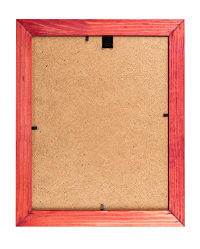 Rustic Wooden Picture Frame 11x14 Inch- 100% Natural Solid Eco Distressed Wood for Wall Mounting Photo Frame - Red