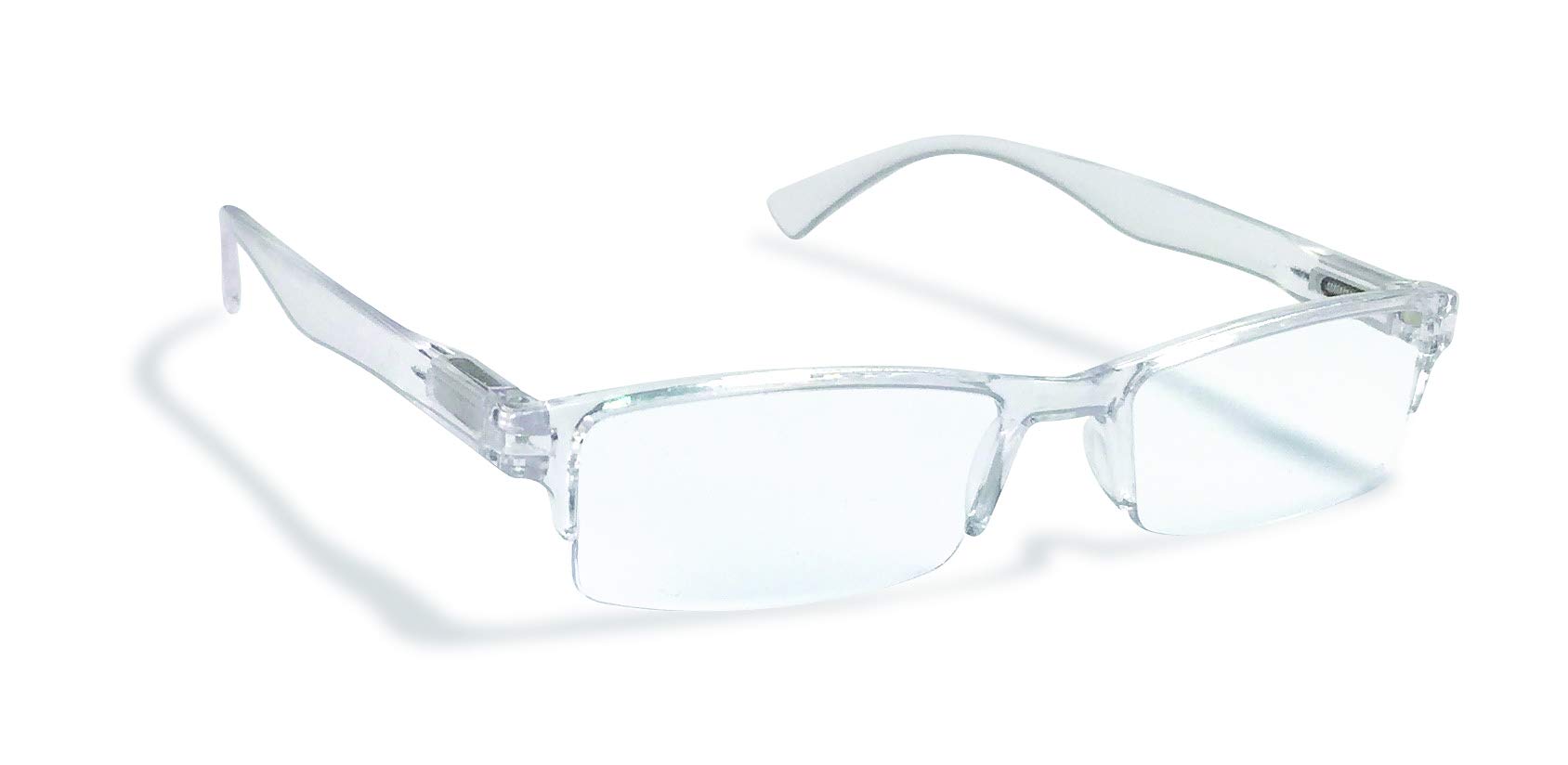 Boost Eyewear 6 Pack Reading Glasses, Clear Half Rim Frames, for Men and Women, with Comfort Spring Loaded Hinges, Clear, 6 Pairs (+1.50)
