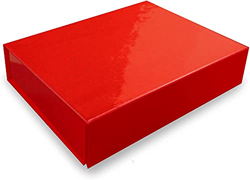 Purple Q Crafts 5 Pack Red Hard Gift Box with Magnetic Closure Lid 7" x 5" x 1.6" Rectangle Boxes For Gifts With Black Glossy Finish (5 Boxes)