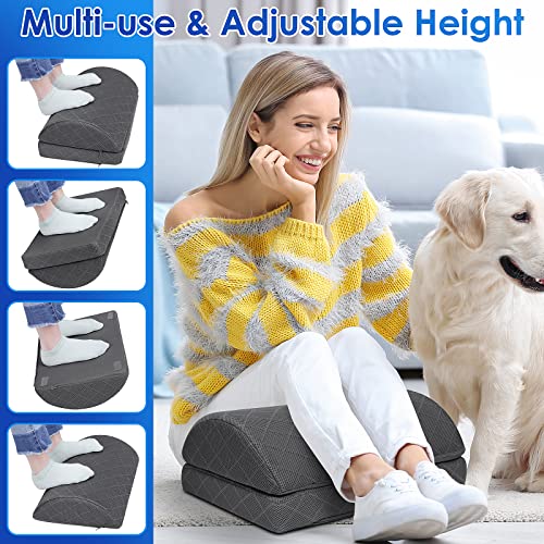 CushZone Foot Rest for Under Desk at Work Adjustable Foam for Office, Work, Gaming, Computer, Gift, Home Office Accessories Back & Hip Pain Relief (Grey)