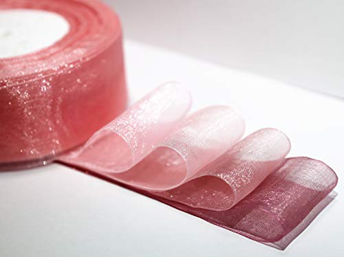 Sailing-GO 200 Yards(4 Rolls * 50 Yd)1-1/2" Wide Sparkle Sheer Chiffon Organza Ribbon for Wedding Gift Package Valentines Bouquets Wrapping Birthday Baby Shower Home Decor Wreath Decorations Fabric