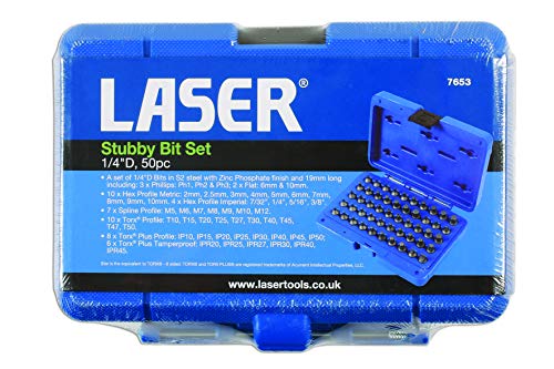 Laser 7653 Stubby Bit Set 1/4" D 50pc