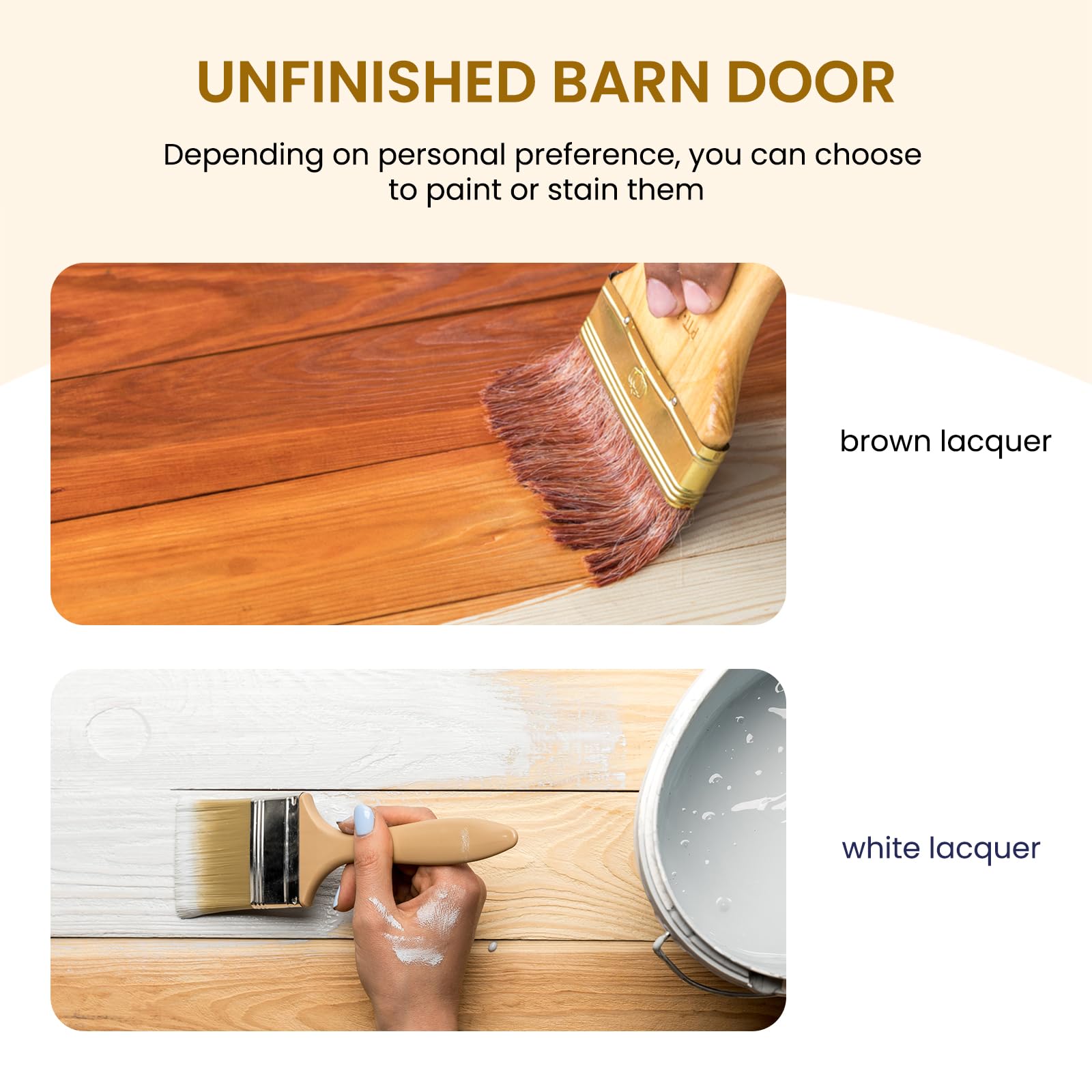 SmartStandard 36in x 84in Sliding Barn Wood Door Pre-Drilled Ready to Assemble, DIY Unfinished Solid Spruce Wood Panelled Slab, Interior Single Door Only, Natural, K-Frame (Fit 6FT-6.6FT Rail)