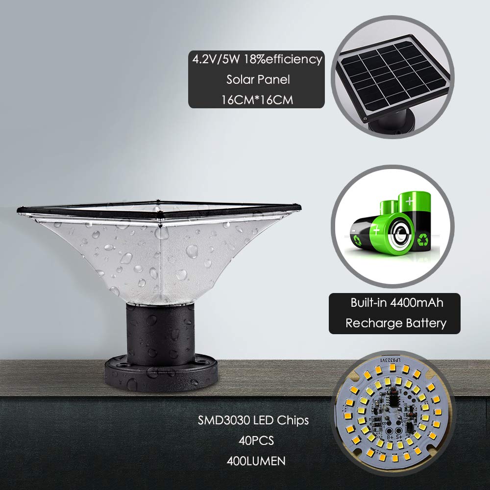 FOOYANCHO Solar Post Cap Lights Outdoor,Dusk to Dawn Auto On/Off Solar Powered Post Lights Fits Most Posts (2 Pack)