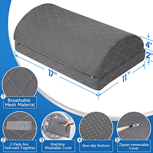 CushZone Foot Rest for Under Desk at Work Adjustable Foam for Office, Work, Gaming, Computer, Gift, Home Office Accessories Back & Hip Pain Relief (Grey)