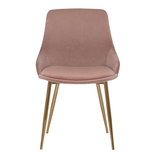 Armen Living Heidi Contemporary Fabric Dining Room Accent Chair, 18.5" Height, Velvet, Blush