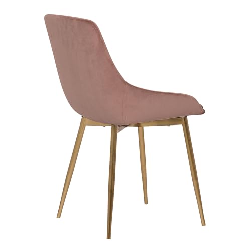 Armen Living Heidi Contemporary Fabric Dining Room Accent Chair, 18.5" Height, Velvet, Blush