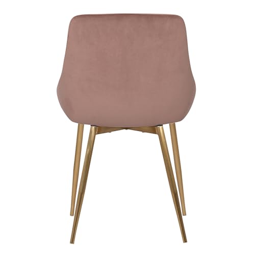 Armen Living Heidi Contemporary Fabric Dining Room Accent Chair, 18.5" Height, Velvet, Blush