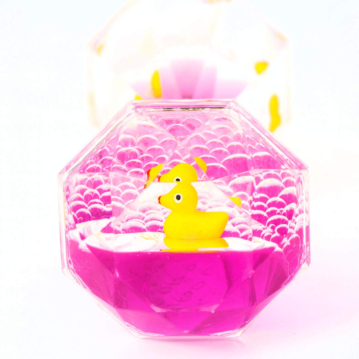 YUE Motion Liquid Motion Bubbler Floating Sea Creatures, Diamond Shaped Liquid Timer for Fidget Toy,Autism Toys, Children Activity, Calming Relaxing and Home Ornament (Purple Liquid with Duck Toys)