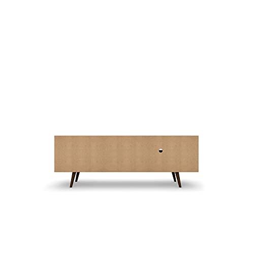 Manhattan Comfort Liberty Mid-Century Modern Living Room TV Stand and Panel, 62.99", White/Rustic Brown