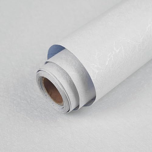 Abyssaly White Wallpaper Peel and Stick Wallpaper 15.7" X 118" Self Adhesive Embossed White Contact Paper Removable Kitchen Vinyl Film Textured Cabinet Shelf Paper