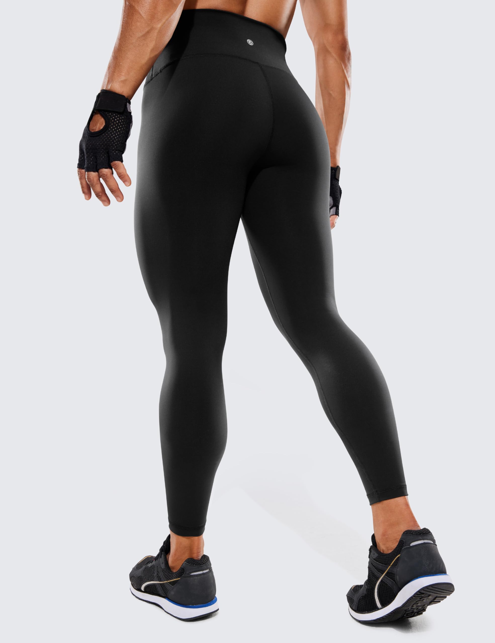 CRZ YOGA Women's Hugged Feeling Compression Leggings 25 Inches - Thick High Waisted Tummy Control Workout Pants Tights Black Small
