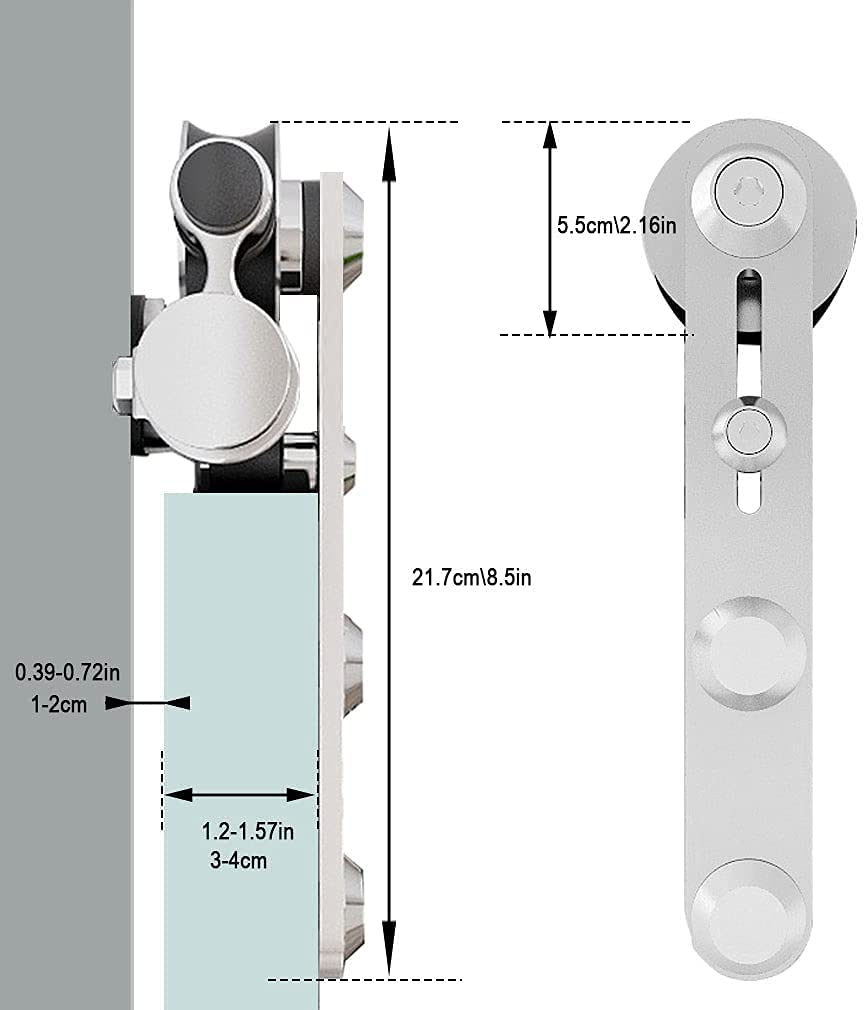 CCJH 5FT Stainless Steel Sliding Barn Door Hardware Track Kit Heavy Duty for Single Wood Door (Round Shape Hanger)