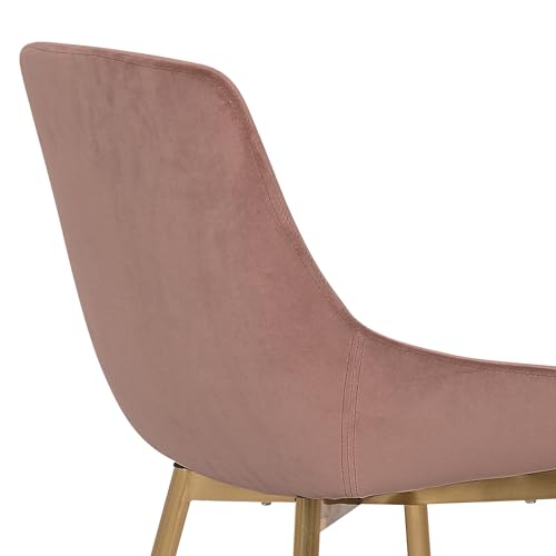 Armen Living Heidi Contemporary Fabric Dining Room Accent Chair, 18.5" Height, Velvet, Blush