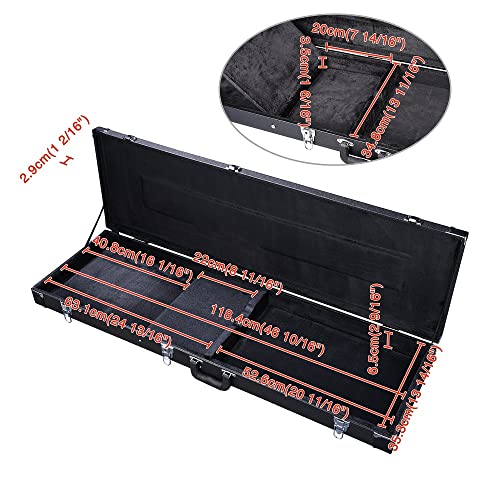 ZeHuoGe Electric Guitar Hard Case Electric Guitar Wooden Hard Shell Lockable Black (Black for Electric Bass Guitar)