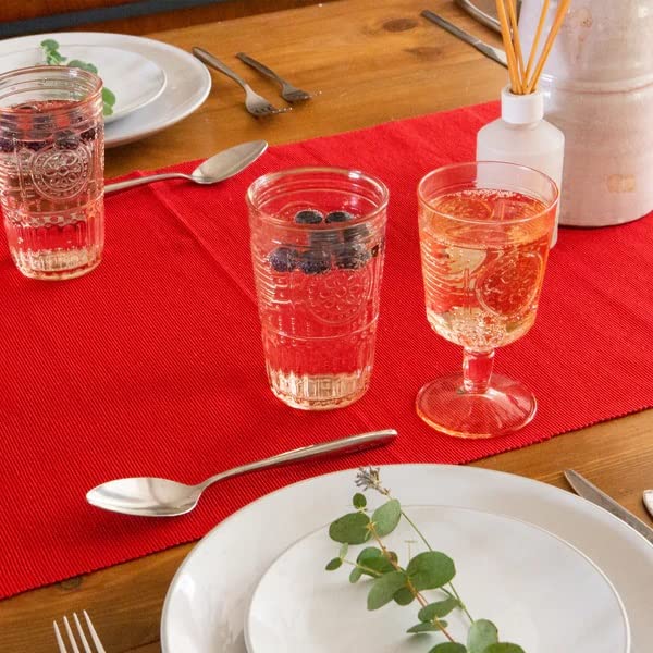 Bormioli Rocco Romantic Set Of 4 Stemware Glasses, 10.75 Oz. Colored Crystal Glass, Cotton Candy Pink, Made In Italy.