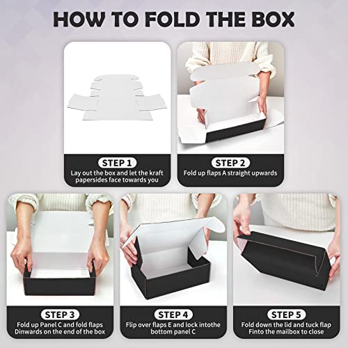 12 Pack Small Medium Black Gift Boxes Corrugated Packaging Boxes Mailers for Small Business, Recyclable Cardboard Mailing Boxes with 24 Pieces Blank Gift Cards and Paper Fillers (9x6x3 Inch, Black, 12 Pack)
