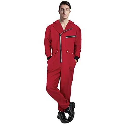 Men Red Jumpsuit Cosplay Costume for Halloween Role Playing Dressing up Adults Money Outfit S-XXL (X-Large)