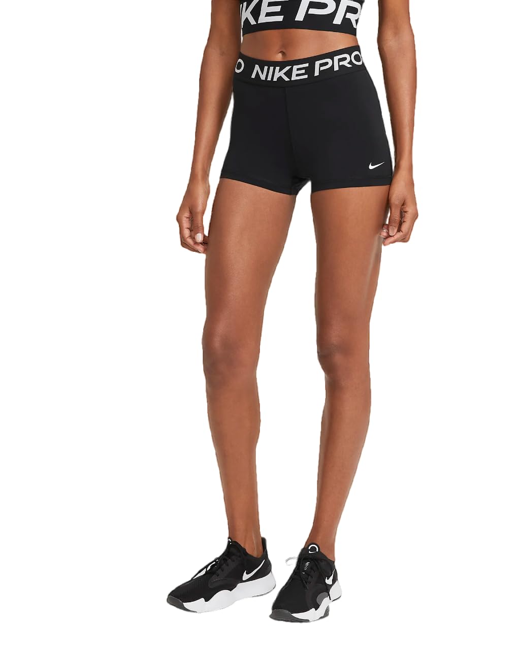 Nike Women's Pro 3" Training Shorts (Black White, Small)