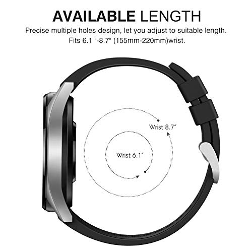 MoKo 3 Pack Bands Compatible with Huawei Watch GT5/GT5 Pro 46mm/GT4 46mm/GT3/GT3 Pro 46mm/GT/GT2 46mm/GT2 Pro/GT2e/GT Runner/Huawei Watch 4/4 Pro/3/3 Pro, 22mm Soft Silicone Replacement Strap, B/W/MB