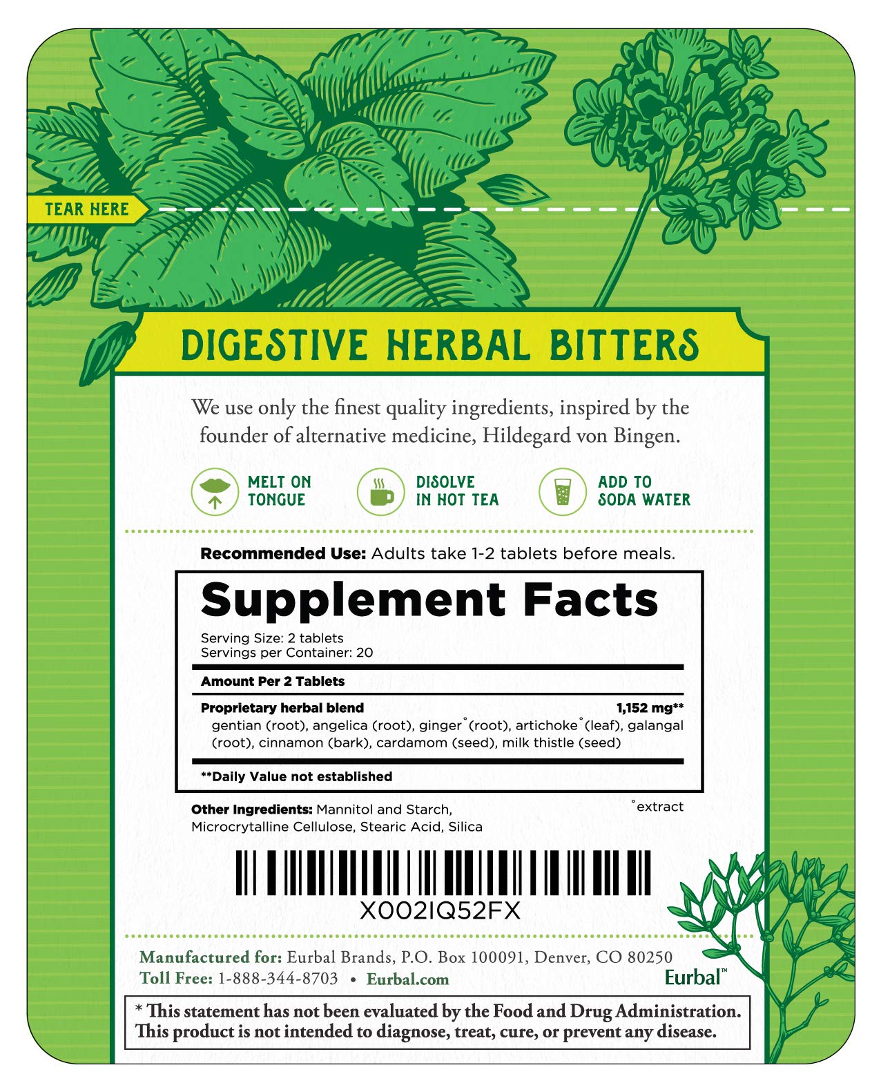 Hildegard's Original Bitters Tablets: Herbal Remedy for Fasting Support, Kidney Liver Cleanse Detox & Repair, Heartburn, & Digestion Supplements