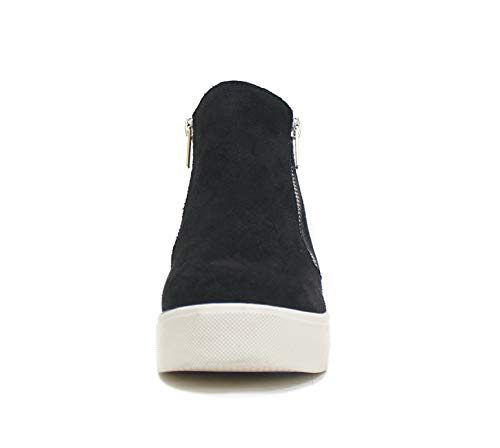 Soda Route Women High Top Fashion Sneaker Shoes with Padded Sole & Side Zipper (Black, Numeric_8_Point_5)