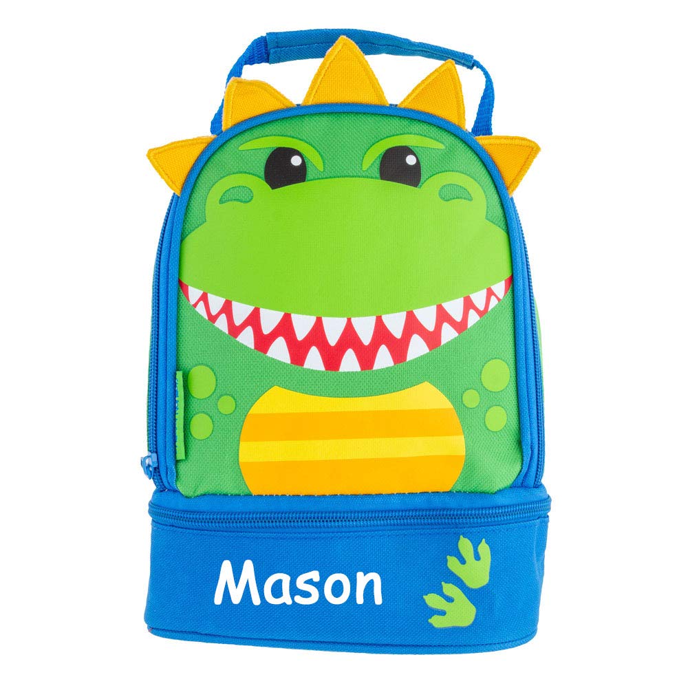 Stephen Joseph Personalized Dino Dinosaur Face Print Design Lunch Pals Lunch Box Bag with Custom Name