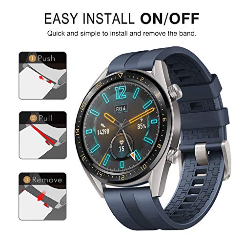 MoKo 3 Pack Bands Compatible with Huawei Watch GT5/GT5 Pro 46mm/GT4 46mm/GT3/GT3 Pro 46mm/GT/GT2 46mm/GT2 Pro/GT2e/GT Runner/Huawei Watch 4/4 Pro/3/3 Pro, 22mm Soft Silicone Replacement Strap, B/W/MB