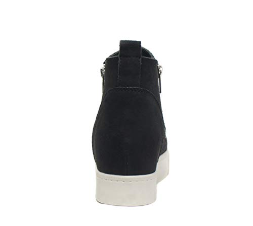 Soda Route Women High Top Fashion Sneaker Shoes with Padded Sole & Side Zipper (Black, Numeric_8_Point_5)