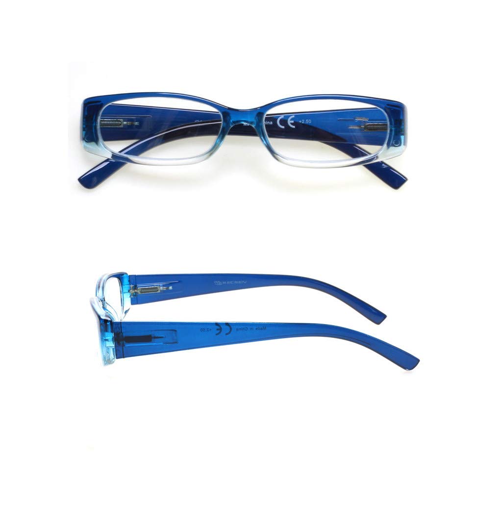 5 Pack Spring Hinge Reading Glasses Rectangular Fashion Quality Readers for Men and Women (5 Pack Mix, 3.5)