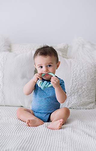 Itzy Ritzy Silicone Teether with Rattle; Rattle Teether Features Rattle Sound, Two Silicone Teething Rings and Raised Texture to Soothe Gums; Ages 3 Months and Up (Cactus)
